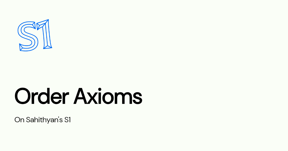 Order Axioms | Sahithyan's S1